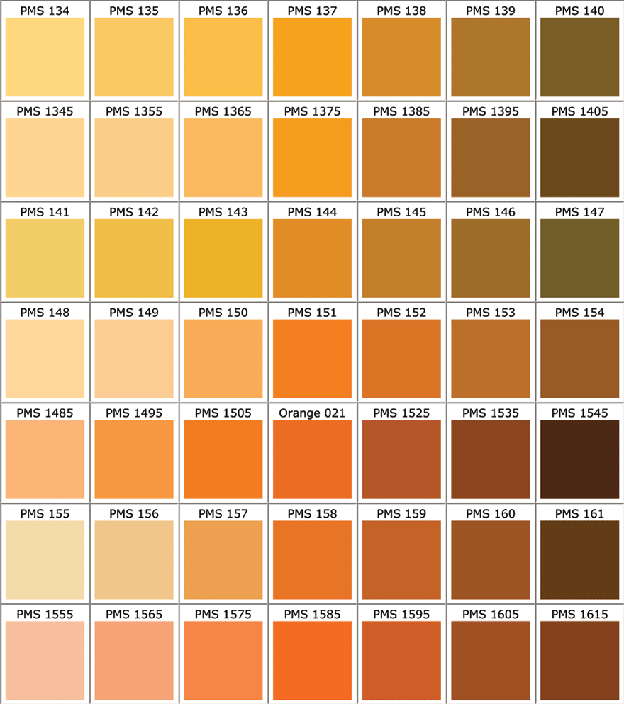 Shades Of Peach Color Chart